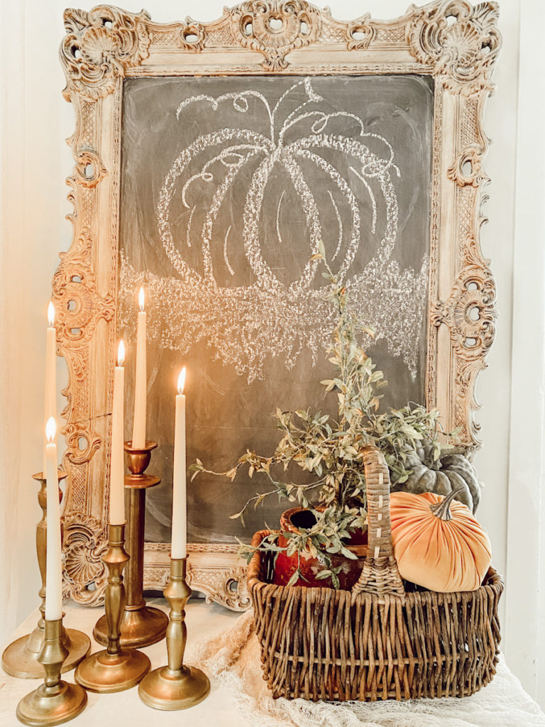 Fall Pumpkin Decor Theme | Simple Side Table Decor With Pumpkins