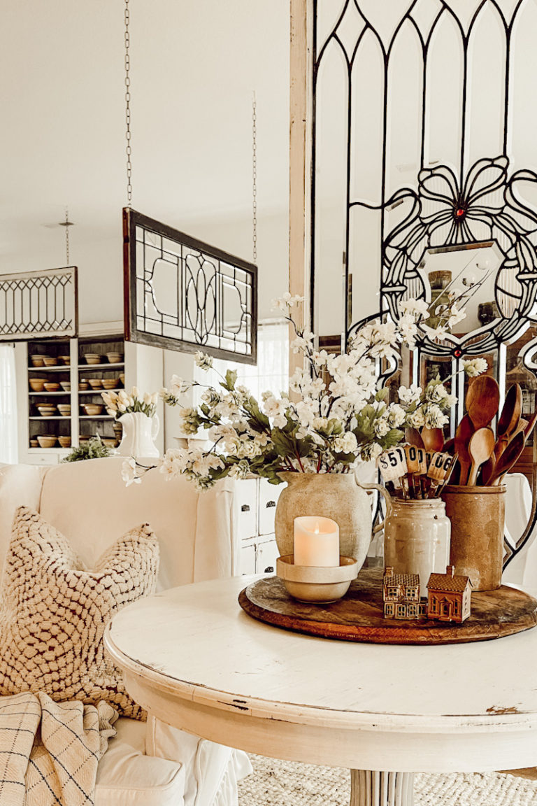 Neutral Spring Centerpiece - Deb and Danelle