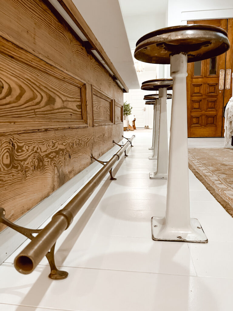Our Antique Bar Stools and Foot Railing - Deb and Danelle