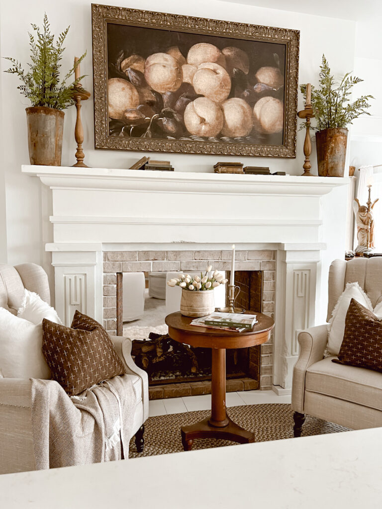 Our Fireplace Seating Area in the Kitchen - Deb and Danelle