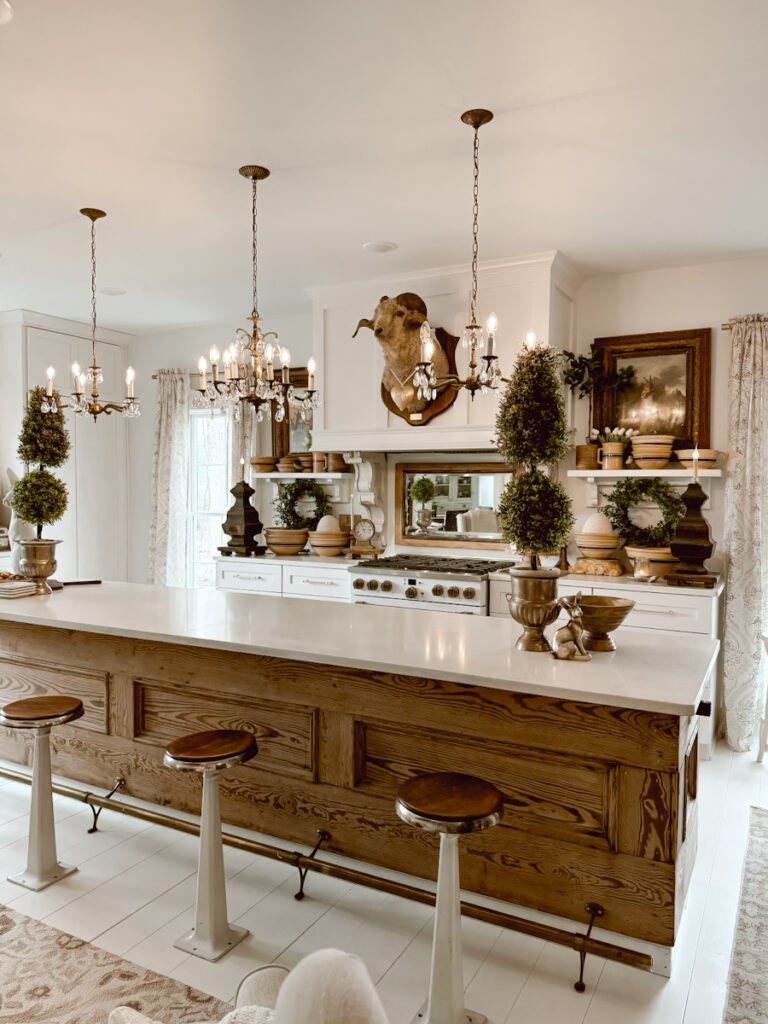 Antique Chandeliers in our Kitchen - Deb and Danelle
