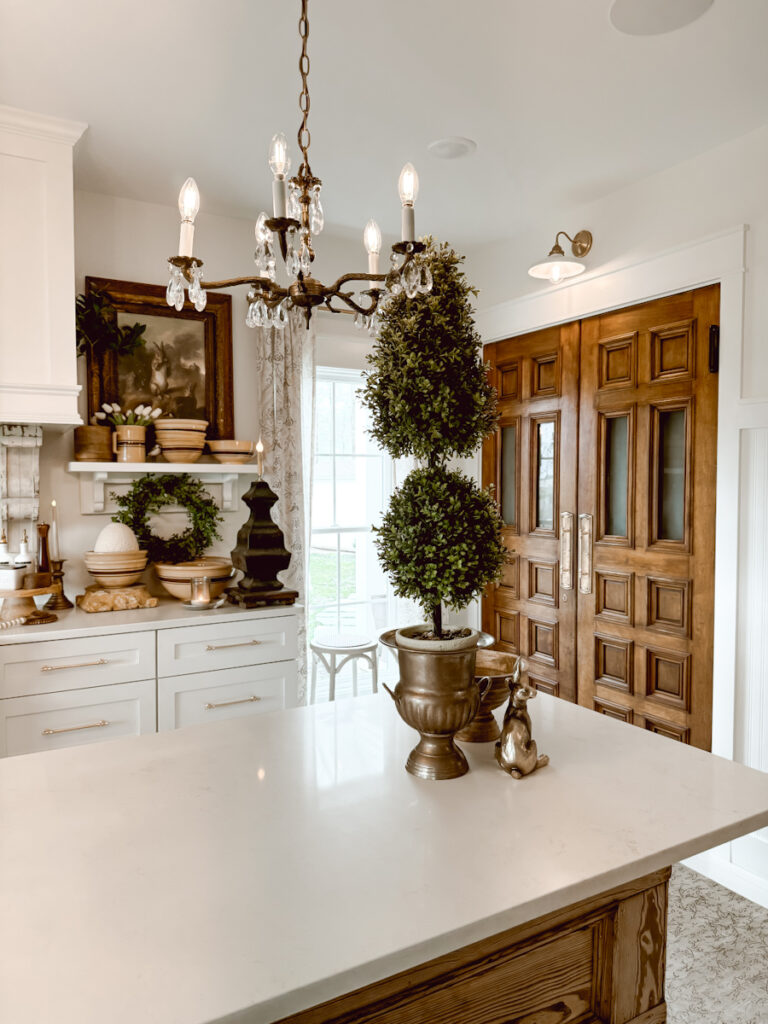 Antique Chandeliers in our Kitchen - Deb and Danelle